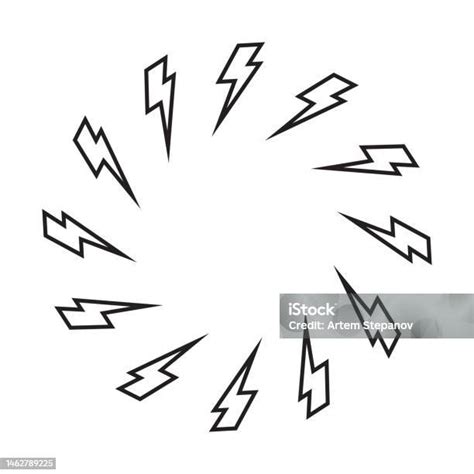 조명 스트라이크 라운드 프레임 배터리 충전기 원형 픽토그램 번개 배경 벼락 프레임 고압 전류 주의에 대한 스톡 벡터 아트 및 기타 이미지 고압 전류 주의 권위 뇌우
