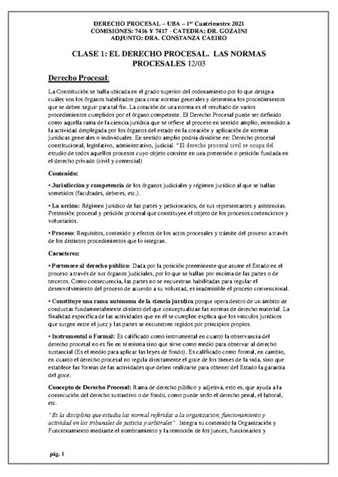 Resumen Primer Parcial Solimine Unidad 1 El Derecho Procesal El