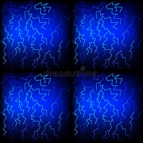 Blue Electricity Seamless Pattern Bolts Of Lightning On Black