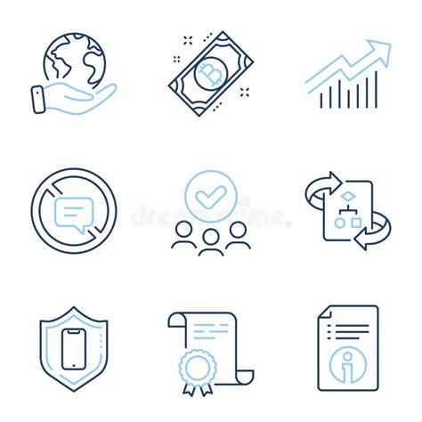 Smartphone Protection Technical Algorithm And Demand Curve Icons Set