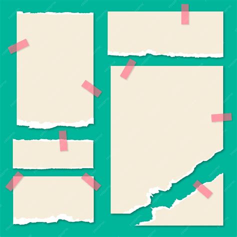 테이프로 찢어진 된 종이 컬렉션 무료 벡터