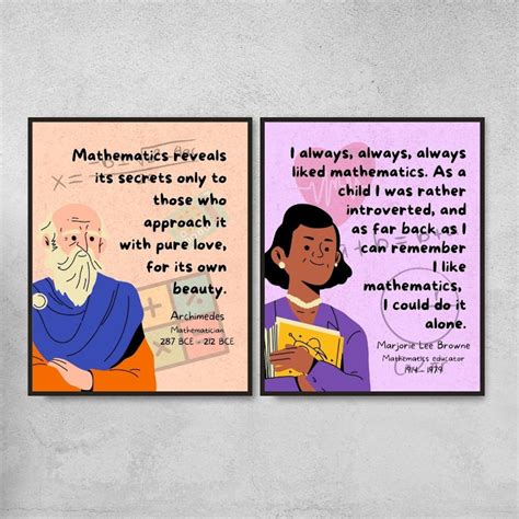 Set Of 8 Famous Mathematicians Quotes Printable Posters Math Etsy