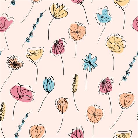 Premium Vector Seamless Pattern Of Minimal Botanical Graphic On Peach