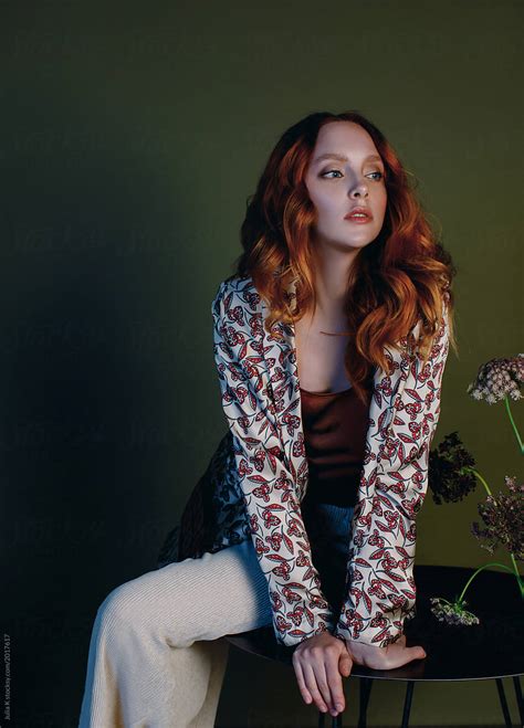 Studio Portrait Of A Beautiful Redheaded Woman By Stocksy Contributor Julia K Stocksy