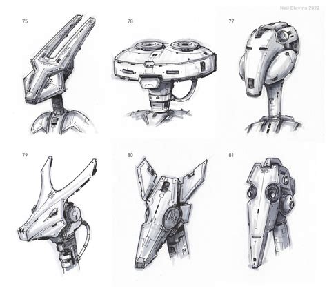 Neil Blevins Robot Head Doodles 2022