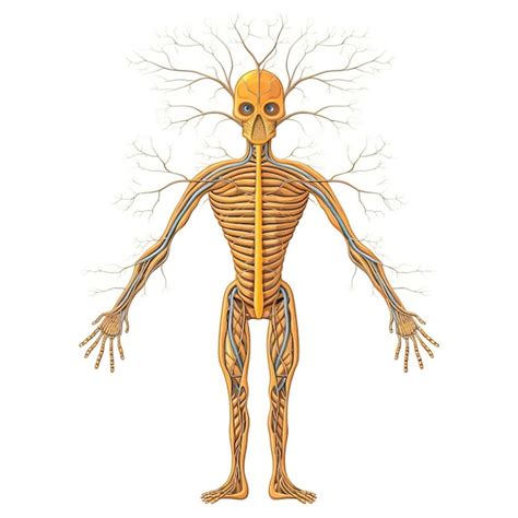 Système Nerveux Vectoriel De Dessin Animé Sur Fond Blanc Vecteur Premium
