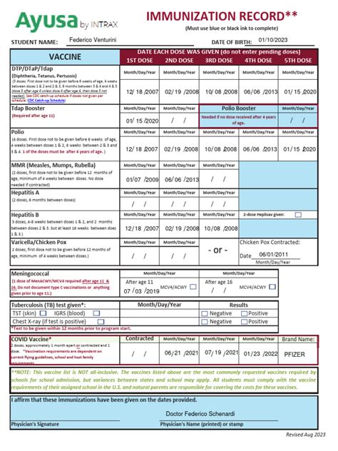 Immunization Chart Fv Dec 2023 Pdf Vaccination Medical Humanities