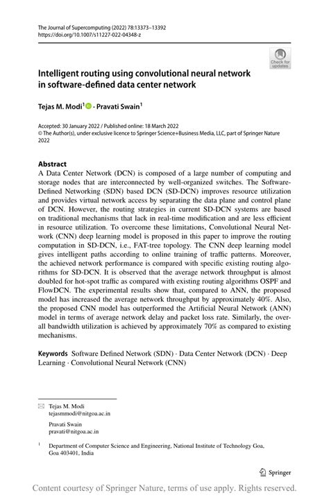 Intelligent Routing Using Convolutional Neural Network In Software Defined Data Center Network