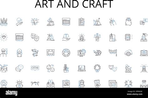 Art And Craft Line Icons Collection Smartph Dialing Texting Calling