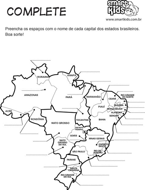Educando Amor Mapa Do Brasil Complete As Capitais