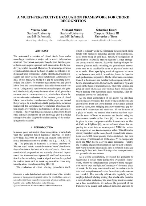 Pdf A Multi Perspective Evaluation Framework For Chord Recognition