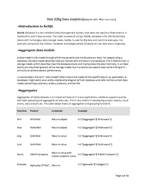 unit 2 big data analytics it avoids joins and is easy to scale the