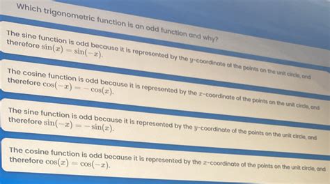 solved which trigonometric function is an odd function and why