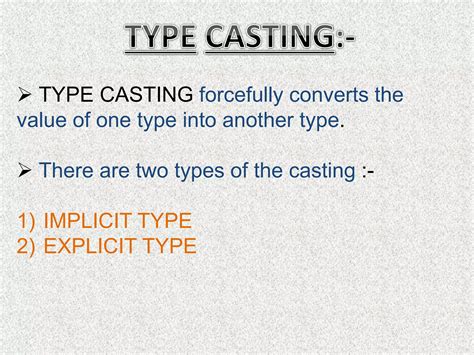 Type Casting And Type Conversion Pptx