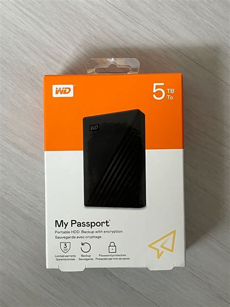 Wd My Passport 5tb Black Portable Hard Disk Drive New Computers