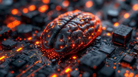 digital glowing brain circuitry artificial intelligence and neural