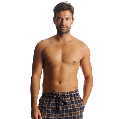 Mens Blue Check Brushed Cotton Pjs By Pj Pan