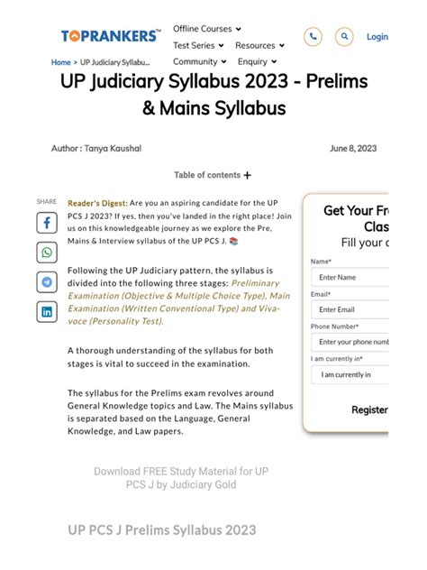 Up Pcs J Syllabus 2023 Prelims And Mains Download Here Pdf