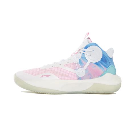 Lining Sonic 9 Ix Team Mid Mens On Court Basketball Shoes White Pink