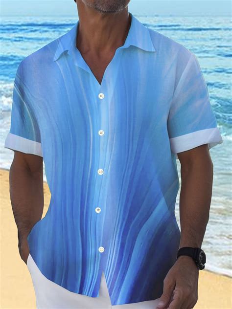Royaura Natural Fiber Gradient Mens Hawaiian Button Down Shirt Royaura