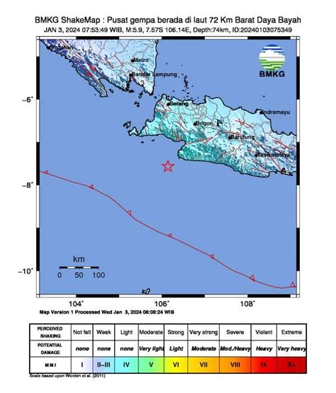 Gempa Magnitudo 59 Guncang Bayah Banten