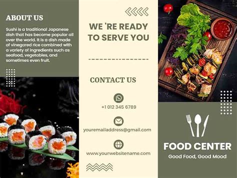 Food Brochure Templates Free Printable Downloadable