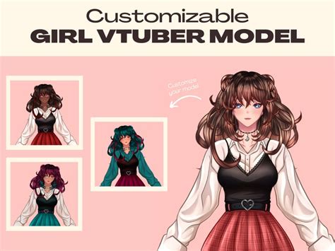 Customizable Cute Girl Vtuber Modell For Streaming And Video Etsy
