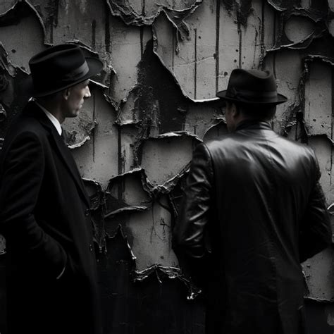 Premium Ai Image Two Men Are Standing In Front Of A Wall That Has A