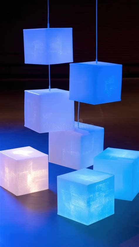 Glowing Cube Light Sculptures Stock Image Image Of Design Abstract 377473585