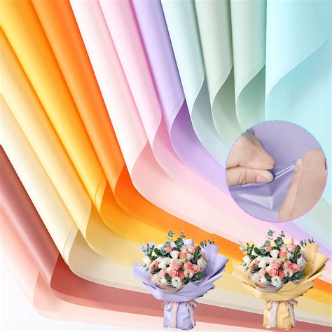 Ayktou 20 Sheets Translucent Flower Wrapping Paper Waterproof Floral