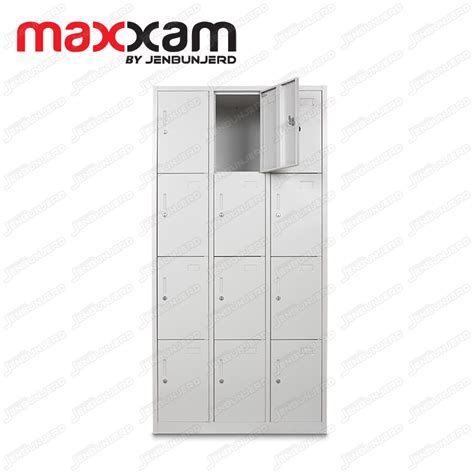 จำหน่าย ตู้ล็อกเกอร์เหล็ก ตู้ล็อกเกอร์ 12 ช่อง สีเทา W900xd450xh1800 มม Max Lk12 เจนสโตร์