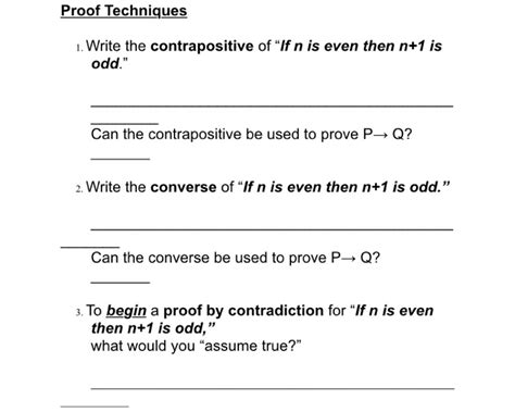 Solved Proof Techniques 1 Write The Contrapositive Of If N
