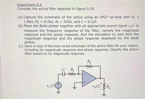 Solved Experiment Consider The Active Filter Depicted Chegg Com