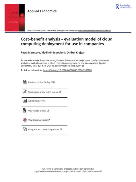 Cost Benefit Analysis Evaluation Model Of Cloud Computing Deployment