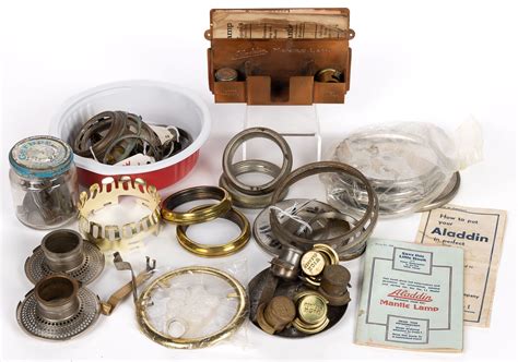Assorted Aladdin Kerosene Lamp Parts Uncounted Lot Sold At Auction On