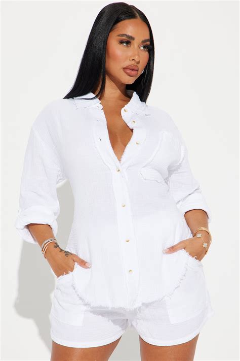 Rising Sun Gauze Short Set White Fashion Nova