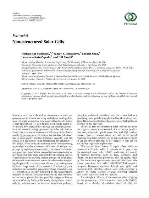 Pdf Nanostructured Solar Cells