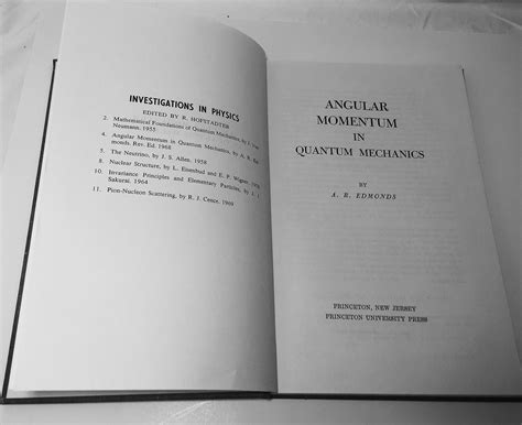 Angular Momentum In Quantum Mechanics Edmonds A Amazon Books