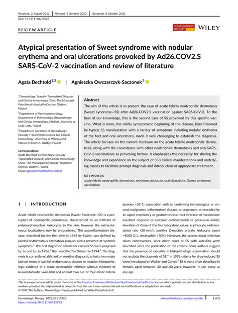 Pdf Atypical Presentation Of Sweet Syndrome With Nodular Erythema And