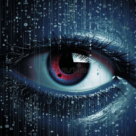 An Image Of An Eye With A Binary Code On It Stock Illustration Illustration Of Dark
