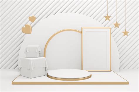 골든 포디움 최소한의 기하학적 흰색과 골드 스타일 추상3d 렌더링 0명에 대한 스톡 사진 및 기타 이미지 0명 12월 31