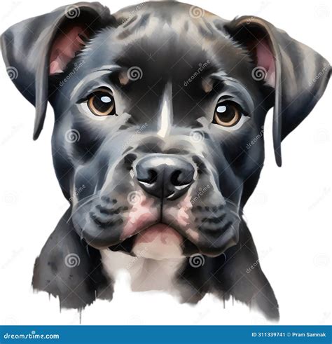 Cute Pitbull A Watercolor Painting Of A Cute Pitbull Ai Generated