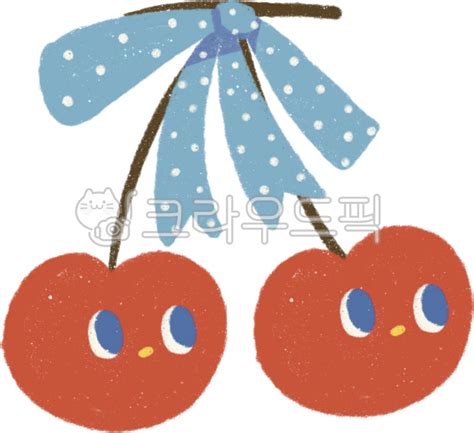 과일체리 체리과일 체리캐릭터 체리일러스트 귀여운체리 사진이미지일러스트캘리그라피 Hayarnbi작가