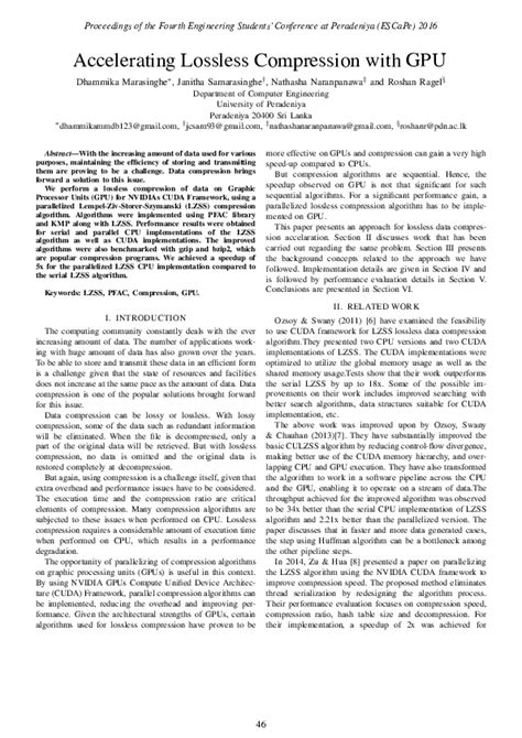 Pdf Accelerating Lossless Compression With Gpu