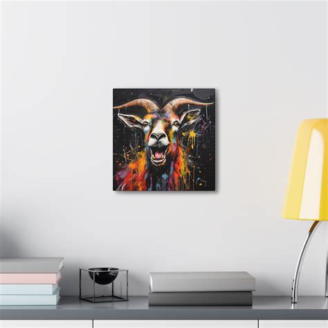 Goat Art Print Canvas Colorful Goat Wall Art Farm Animal Print Vegan