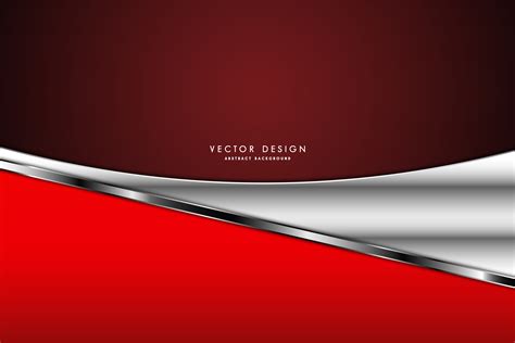 Metallic Red And Silver Curved Panels Over Dark Red Gradient 1235784