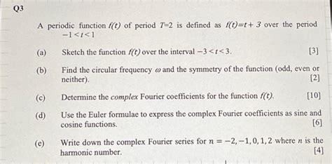 Solved A Periodic Function F T Of Period T 2 Is Defined As Chegg Com