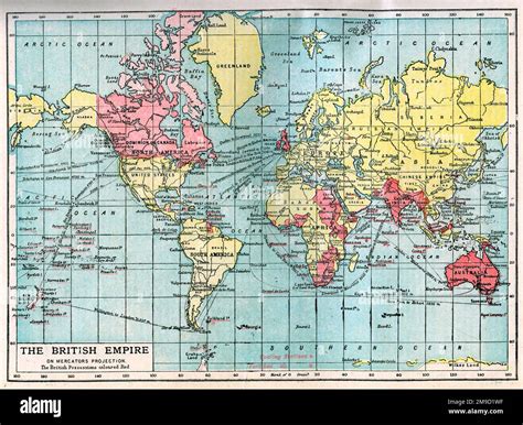 Mapa Del Imperio Británico En La Proyección De Mercator Con Las