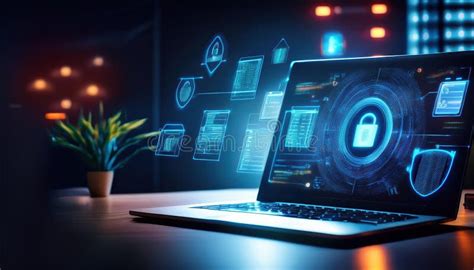 Laptop Displaying Holographic Interface With Ai Driven Compliance