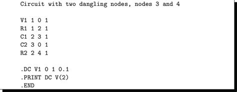 10 Netlist Of Circuit With Two Dangling Nodes Nodes 3 And 4